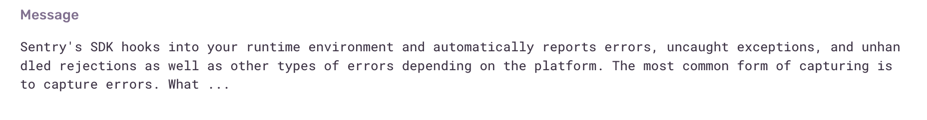Why Is The Message In My Error Being Truncated Sentry Help Center